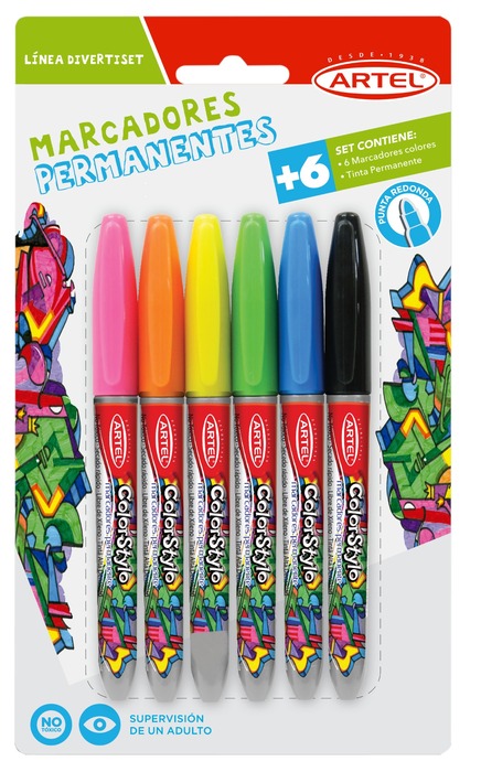 Marcadores permanentes 6 colores :: Castro & Monzón Importaciones